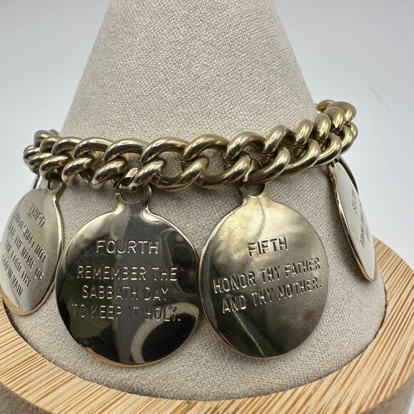 Jewelry | Vintage Goldtone Metal Ten Commandments Charm Bracelet | Poshmark